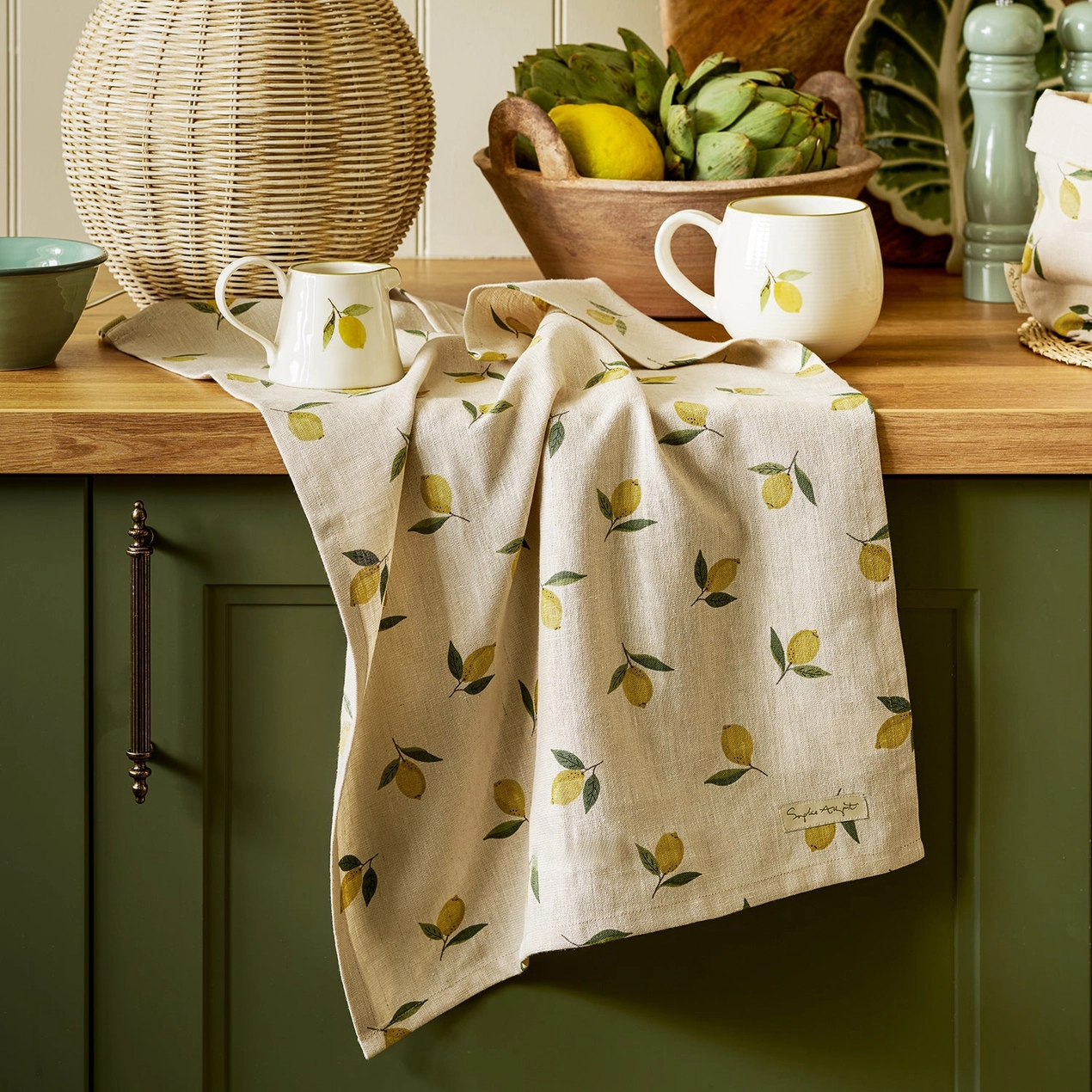 Sophie Allport Lemons Linen Tea Towel | Fluff Alpaca